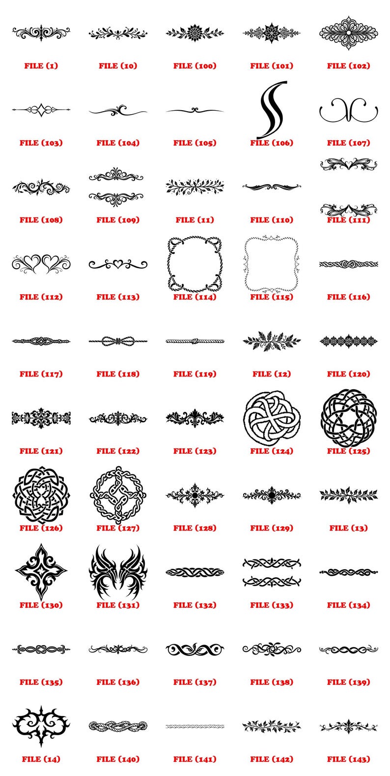 Laser Engrave Files Ornamental Line Dividers Svg Png Pdf & Dxf Bundle ...