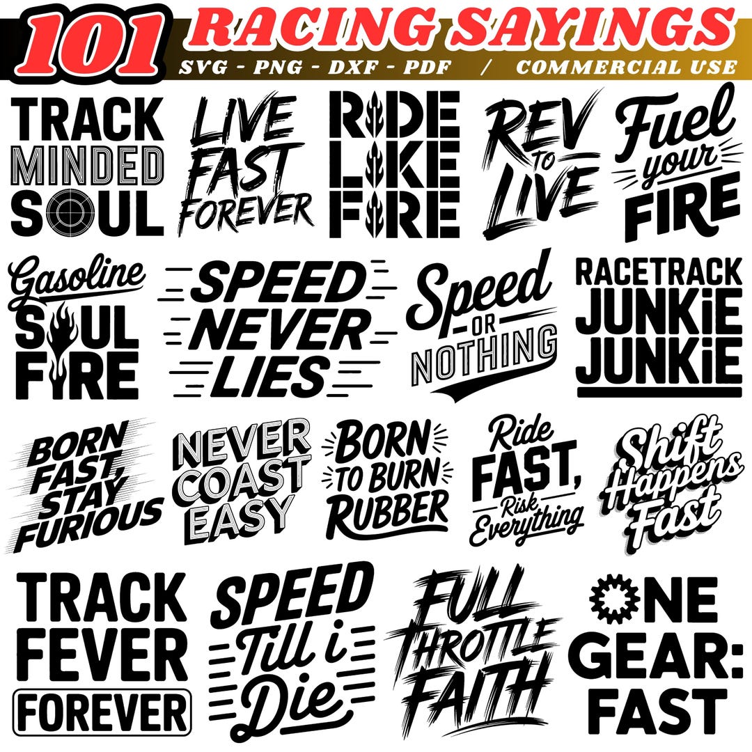 Racing Sayings SVG Bundle, Motorsport Quotes, Cricut Ready (digital ...