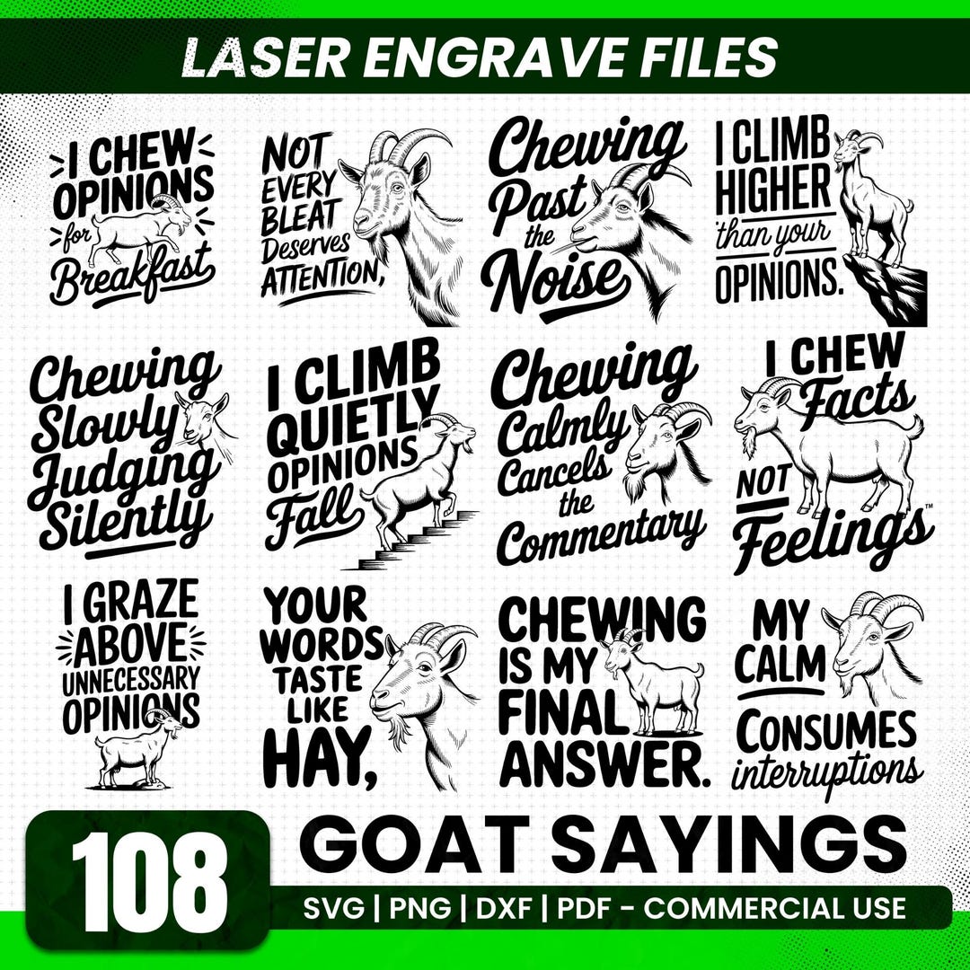 Laser Engrave Files for Goat Sayings Svg Png Pdf & Dxf Bundle for ...