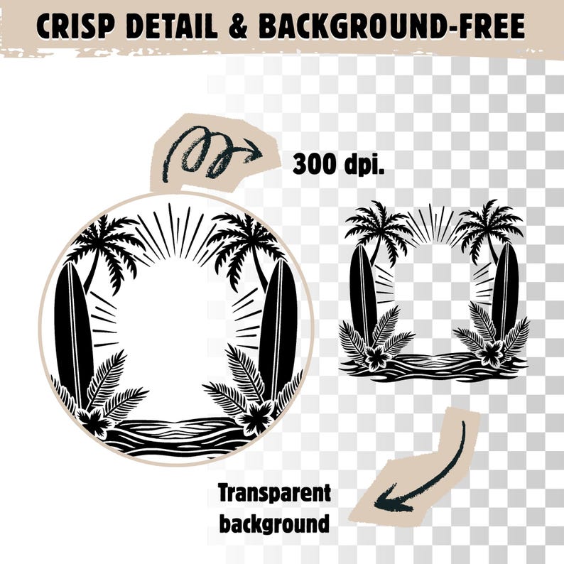 Summer Frames SVG PNG PDF & Dxf Bundle for Beach Theme Projects Instant ...