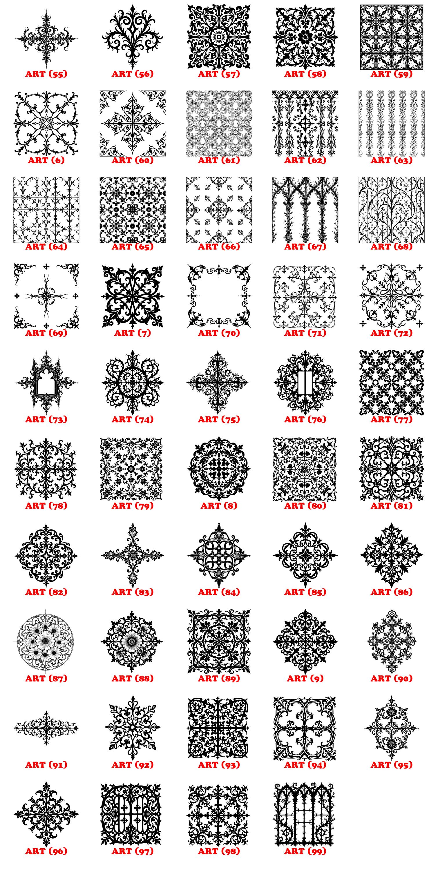 Laser Engrave Files Gothic Filigree Seamless Patterns Svg Png Pdf & Dxf ...