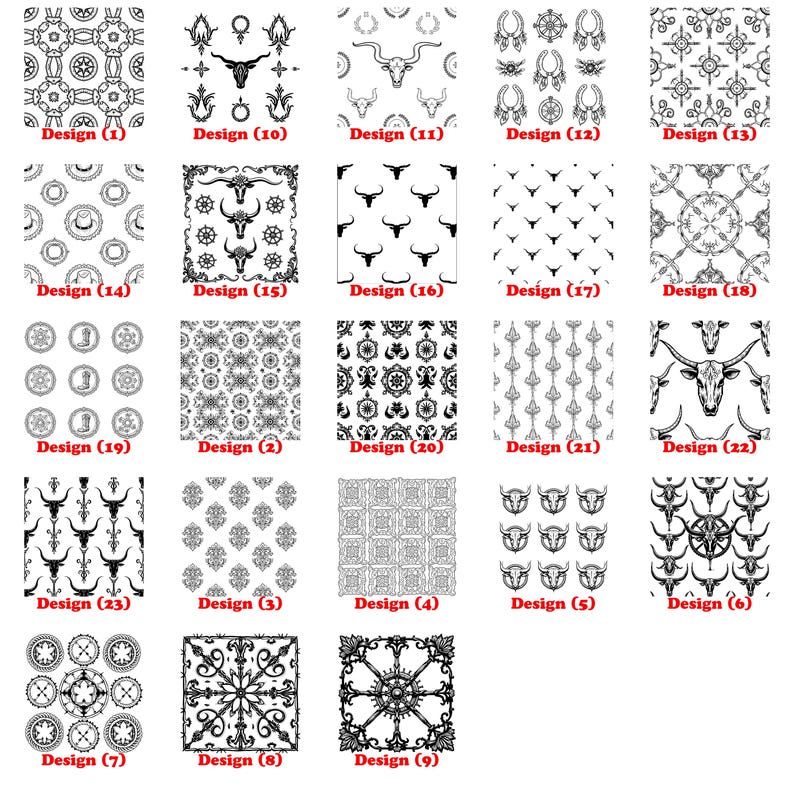Cowboy Tooled Leather Patterns | Western Floral SVG, PNG, PDF (digital ...