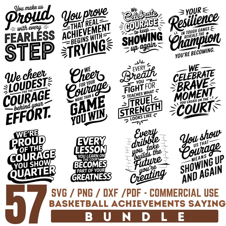 Basketball Achievements Sayings Svg Png Pdf & Dxf Bundle for Sports ...