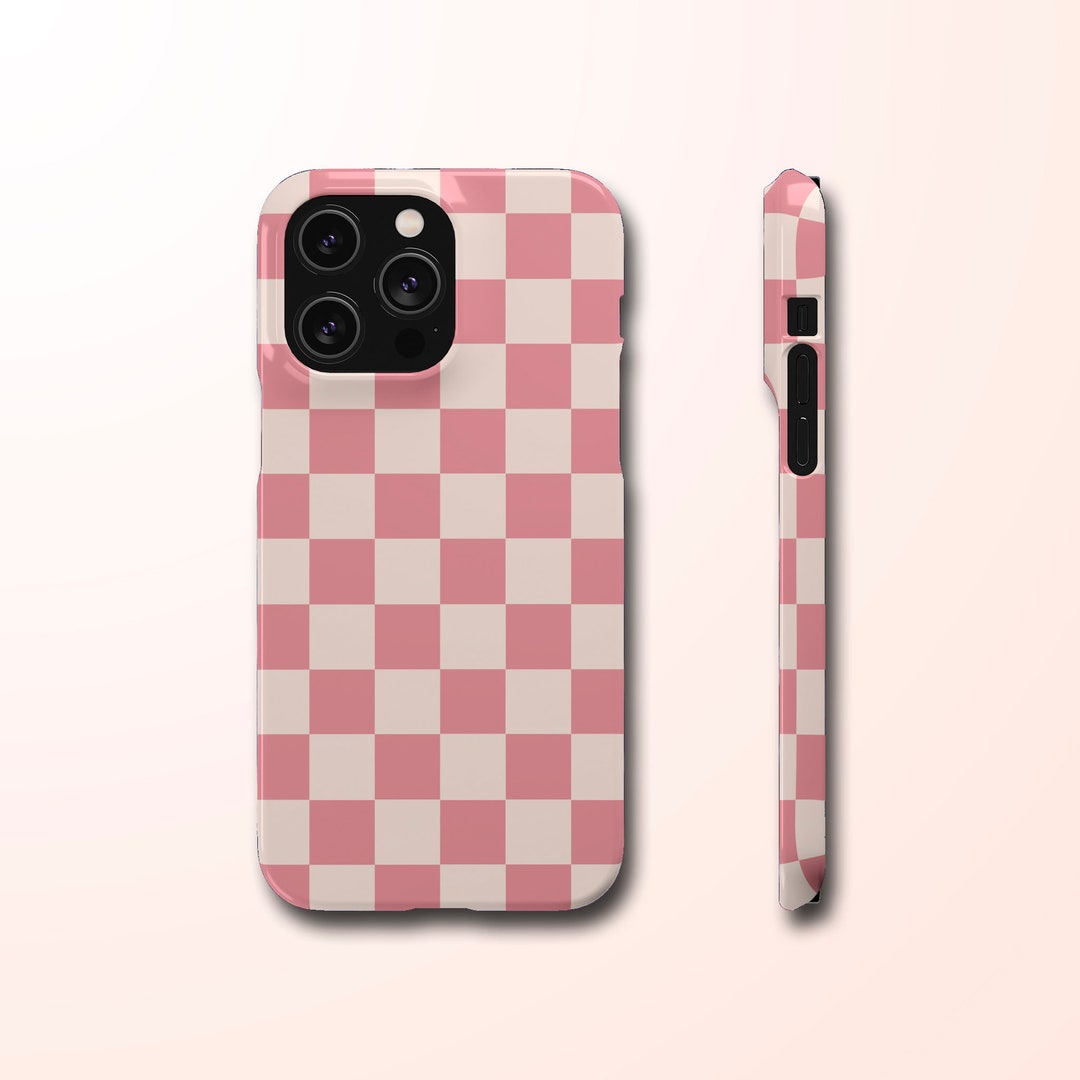 PINK CHECKER Phone Case iPhone 15 14, 13, 12, 11, X, 8 Samsung S23, S22 ...