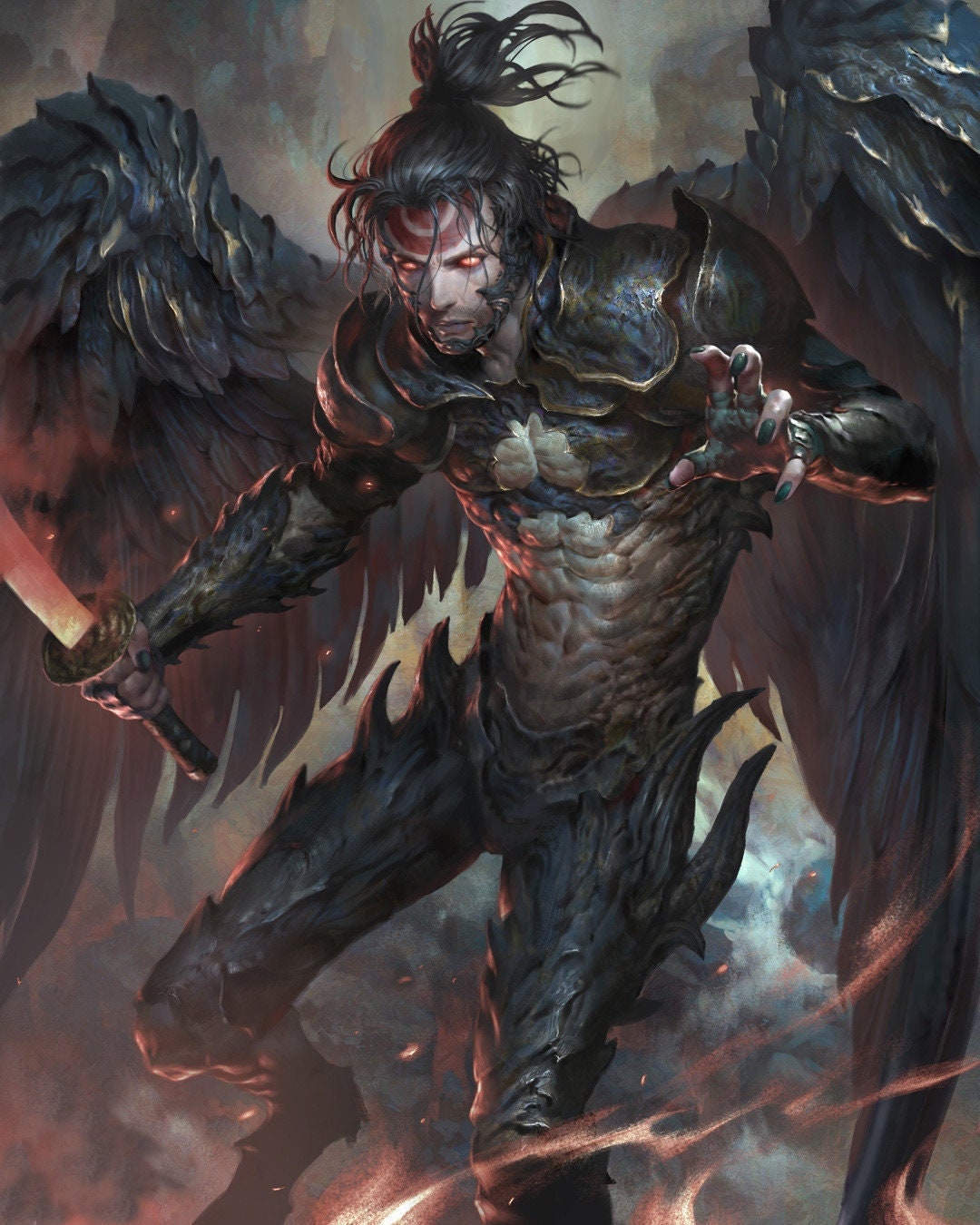 Handmade Final Fantasy Oil Painting: Musashi Portrait Fan Art - Etsy UK