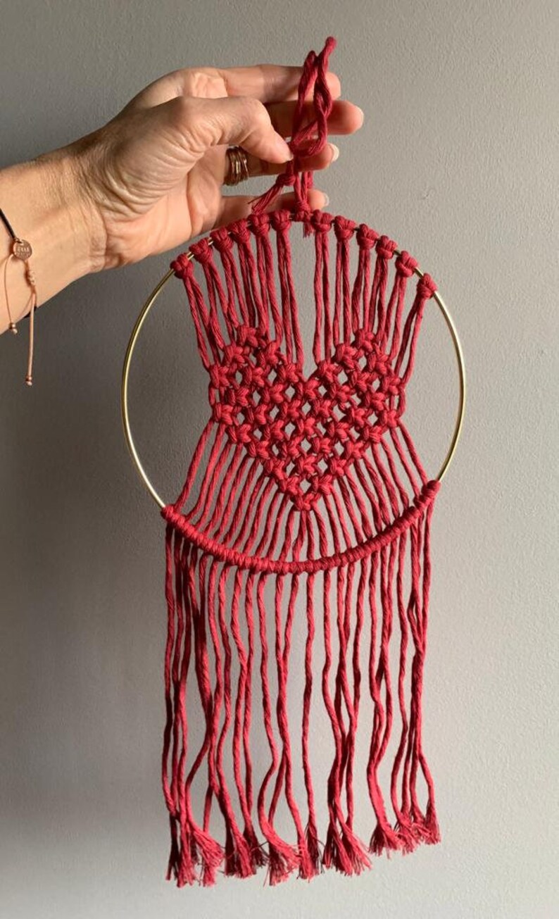 Macrame Hanging - Golden Heart - Etsy