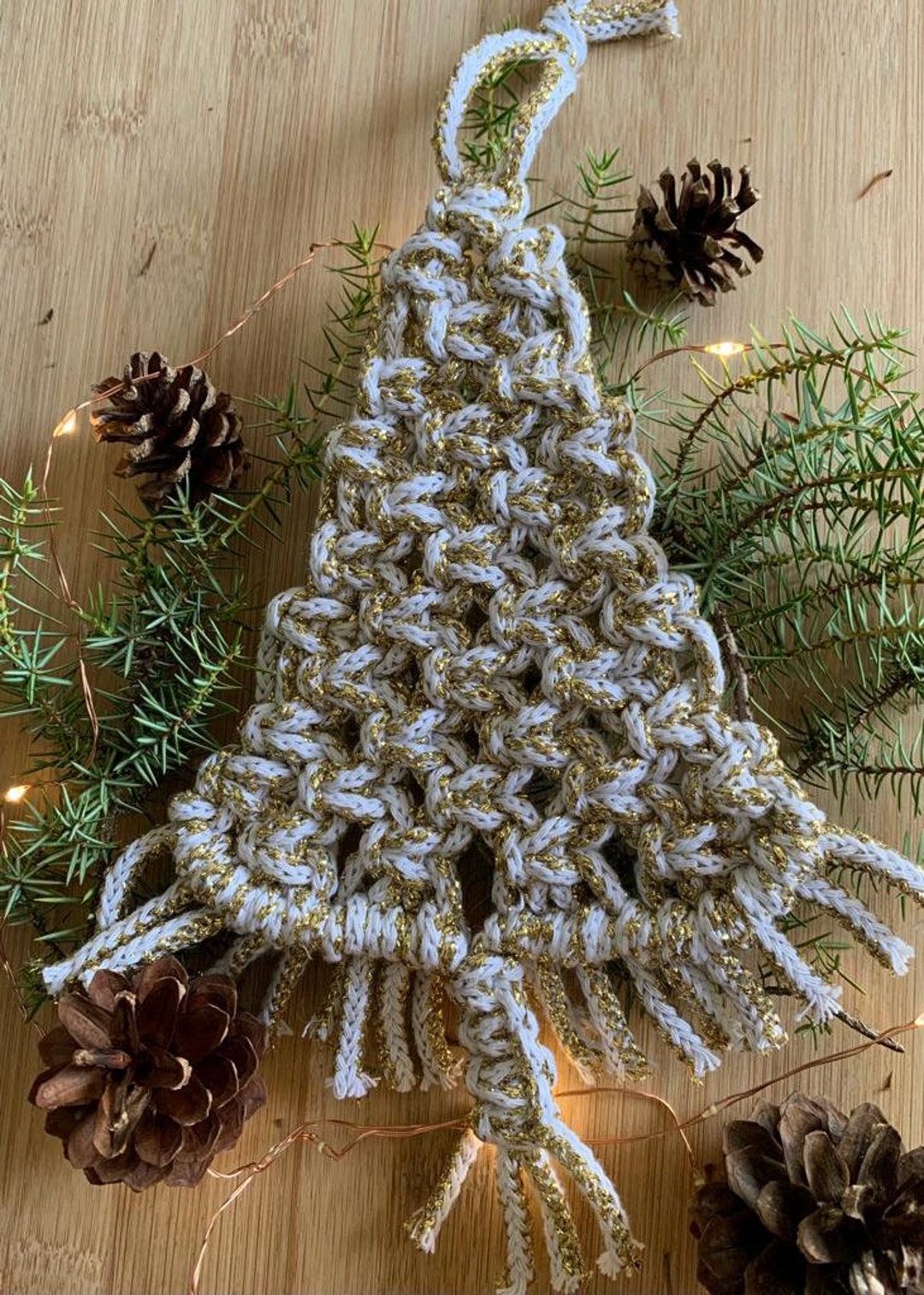Christmas Tree in Golden Macramé Oeko Tex - Etsy