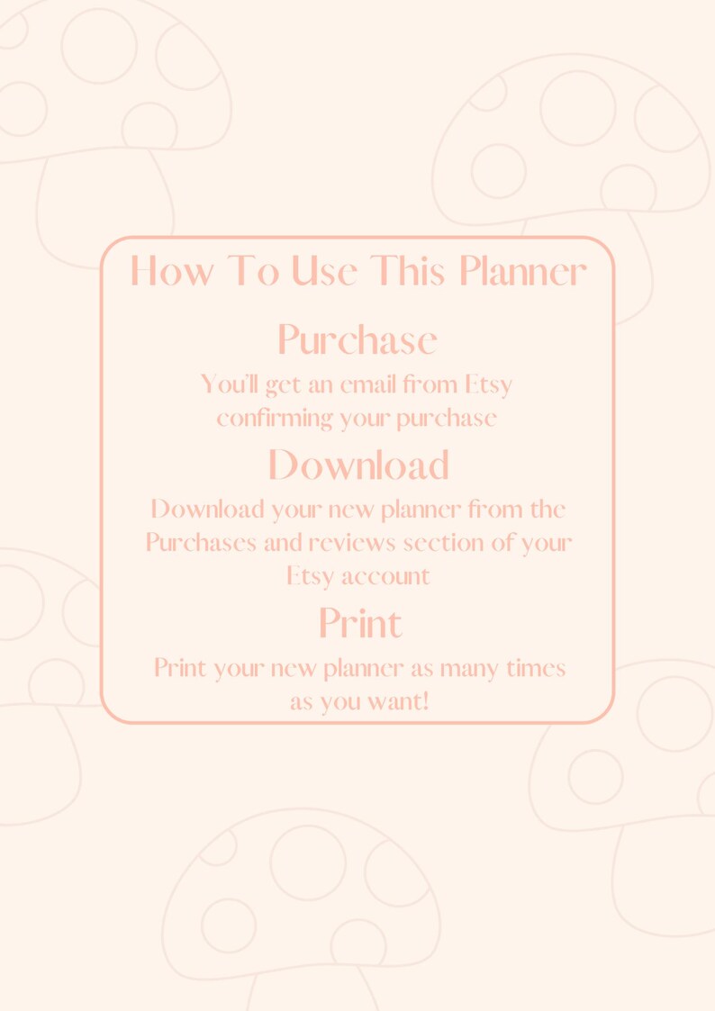 Cute Mushroom Themed Weekly Planner Printout - Etsy
