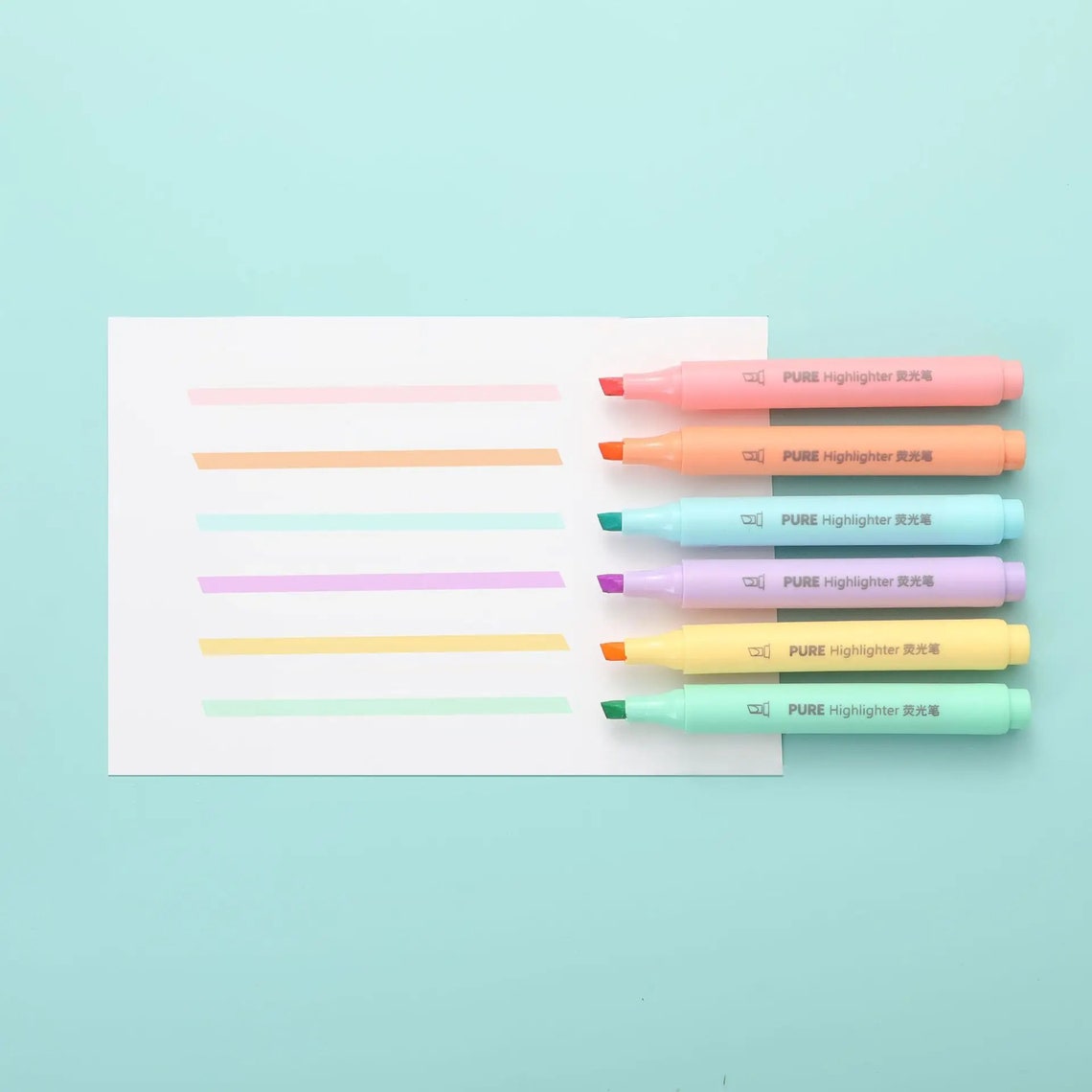6pcs Pastel Color Macaron Highlighter Set Cute Fluorescent Marker Pens ...