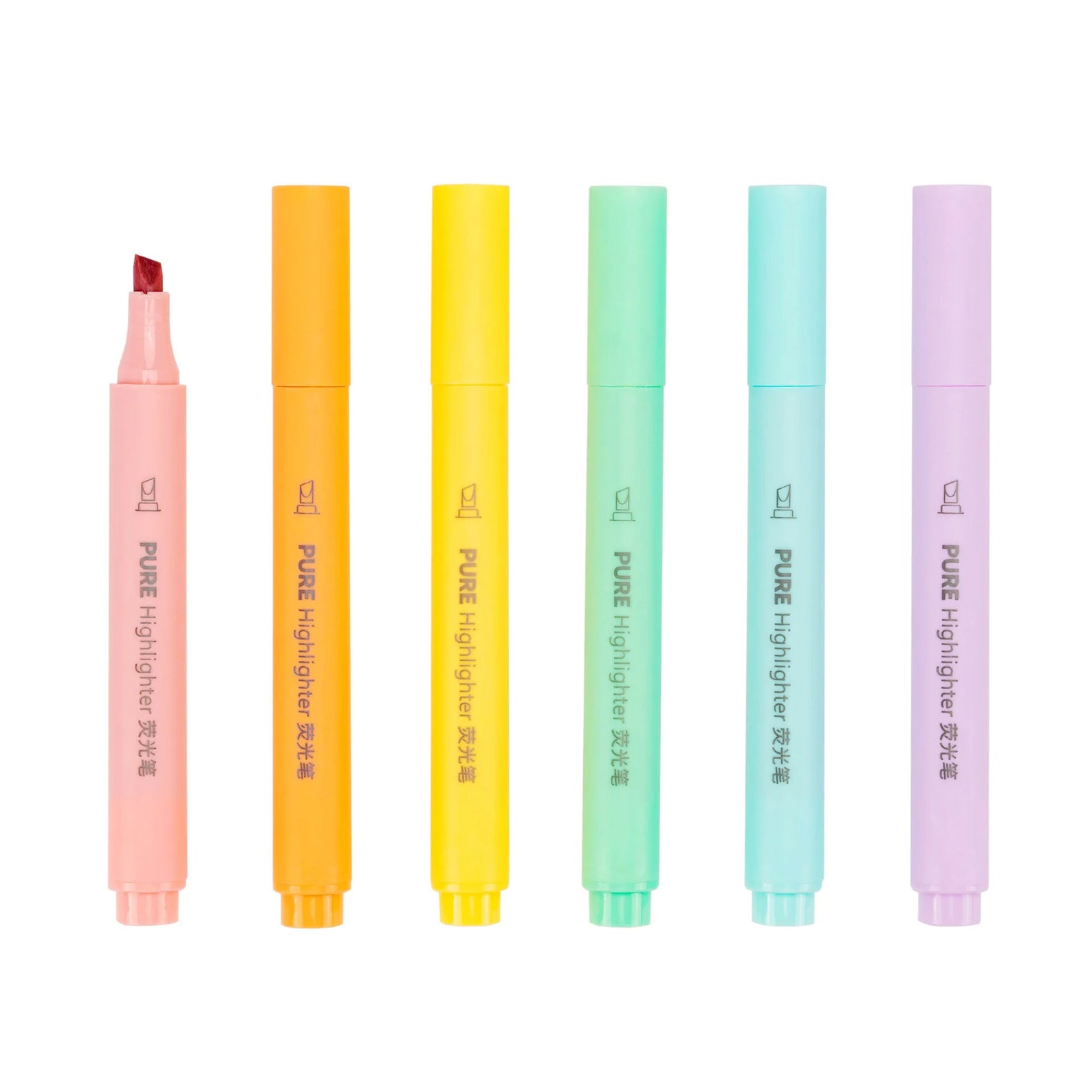 6pcs Pastel Color Macaron Highlighter Set Cute Fluorescent Marker Pens ...