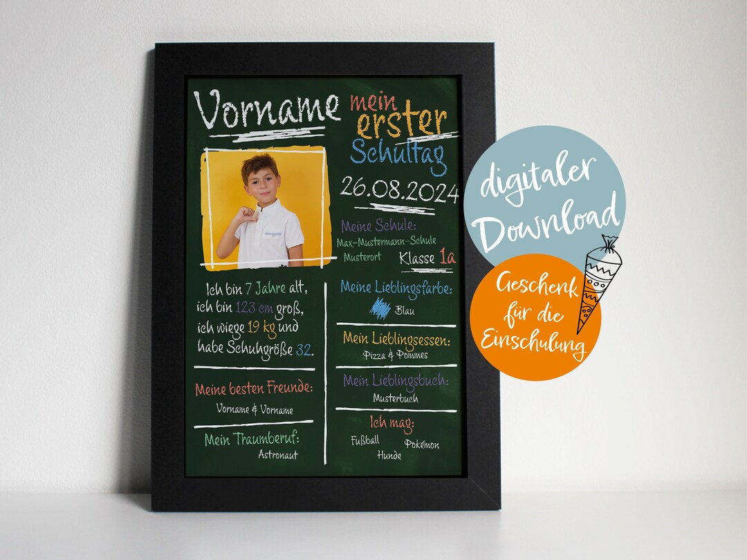 School Enrollment Milestone Board "chalkboard", Customizable With Photo ...