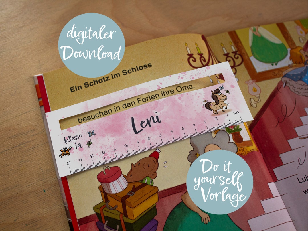 Bookmark "horse", With Reading Aid and Ruler, Customizable | DIN A4 as ...