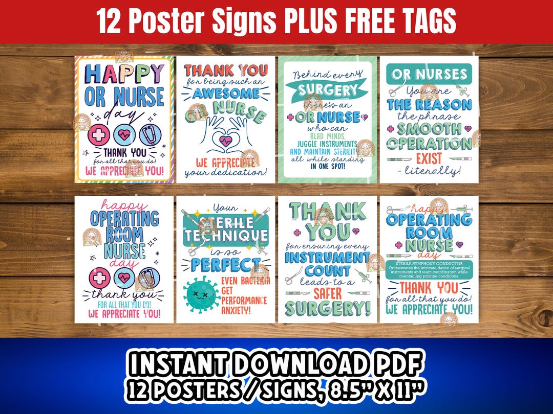 Operating Room Nurse Day Signs Printable, OR Nurse Day Decor, OR Nurse ...