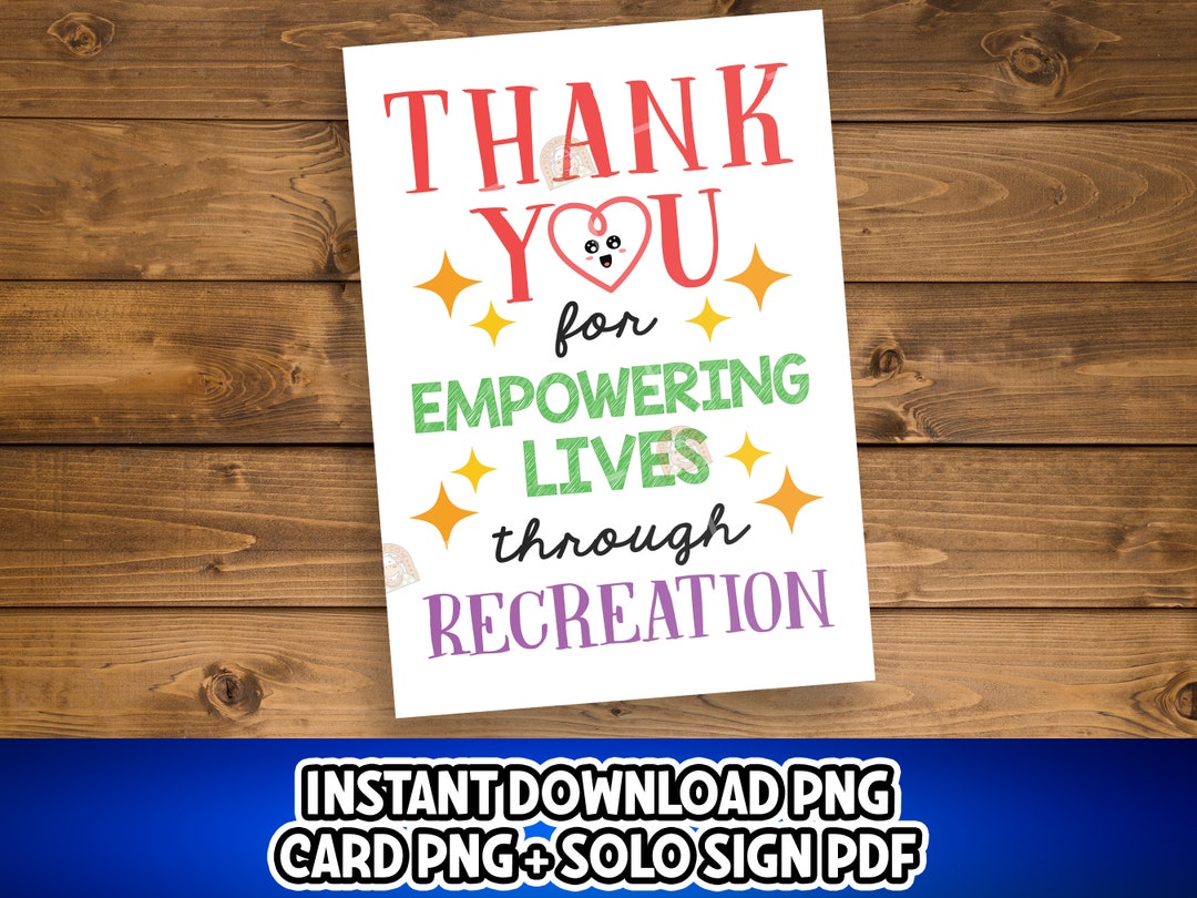 Recreational Therapists Card Printable, National Therapeutic Recreation ...