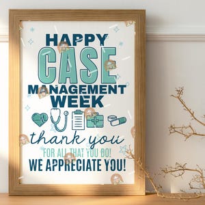 Case Management Week Sign Printable, Case Manager Gift, Thank You Case ...