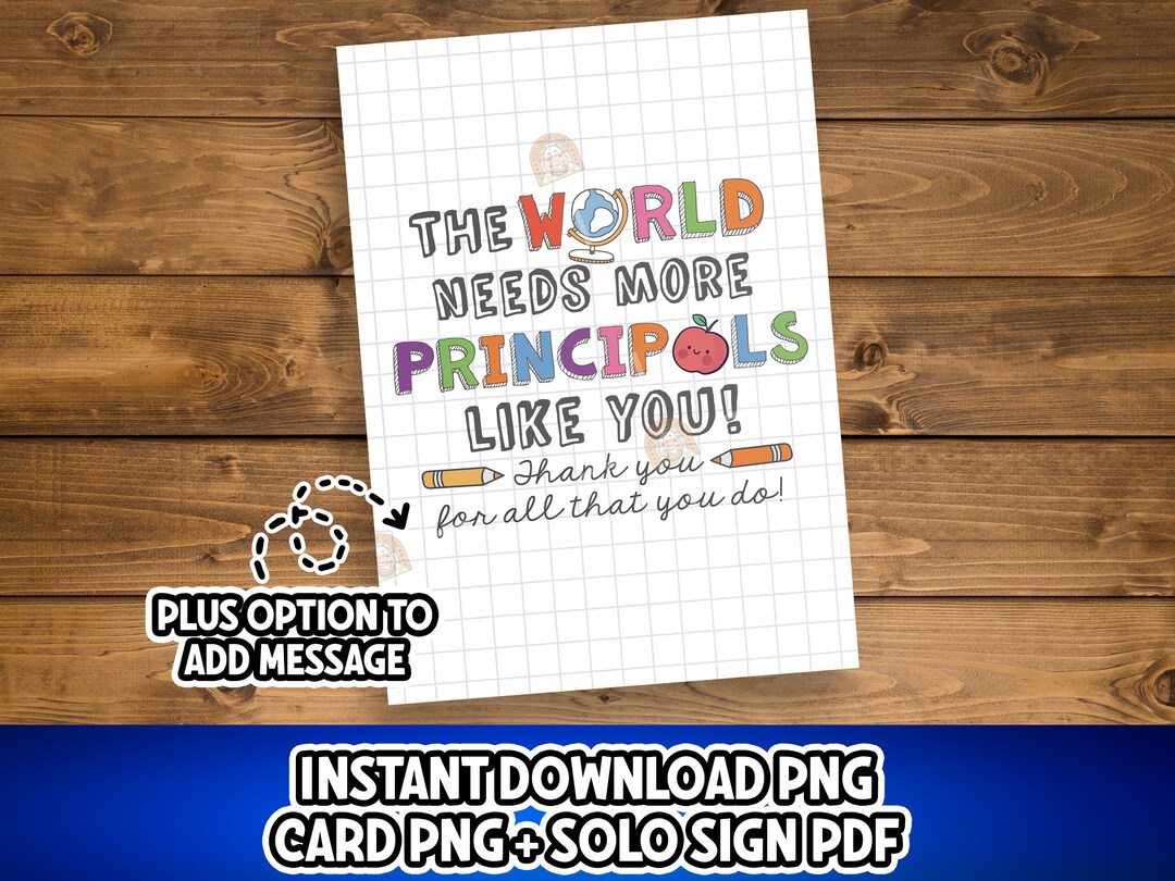Principal Appreciation Card, School Principal Gift Printable , National ...