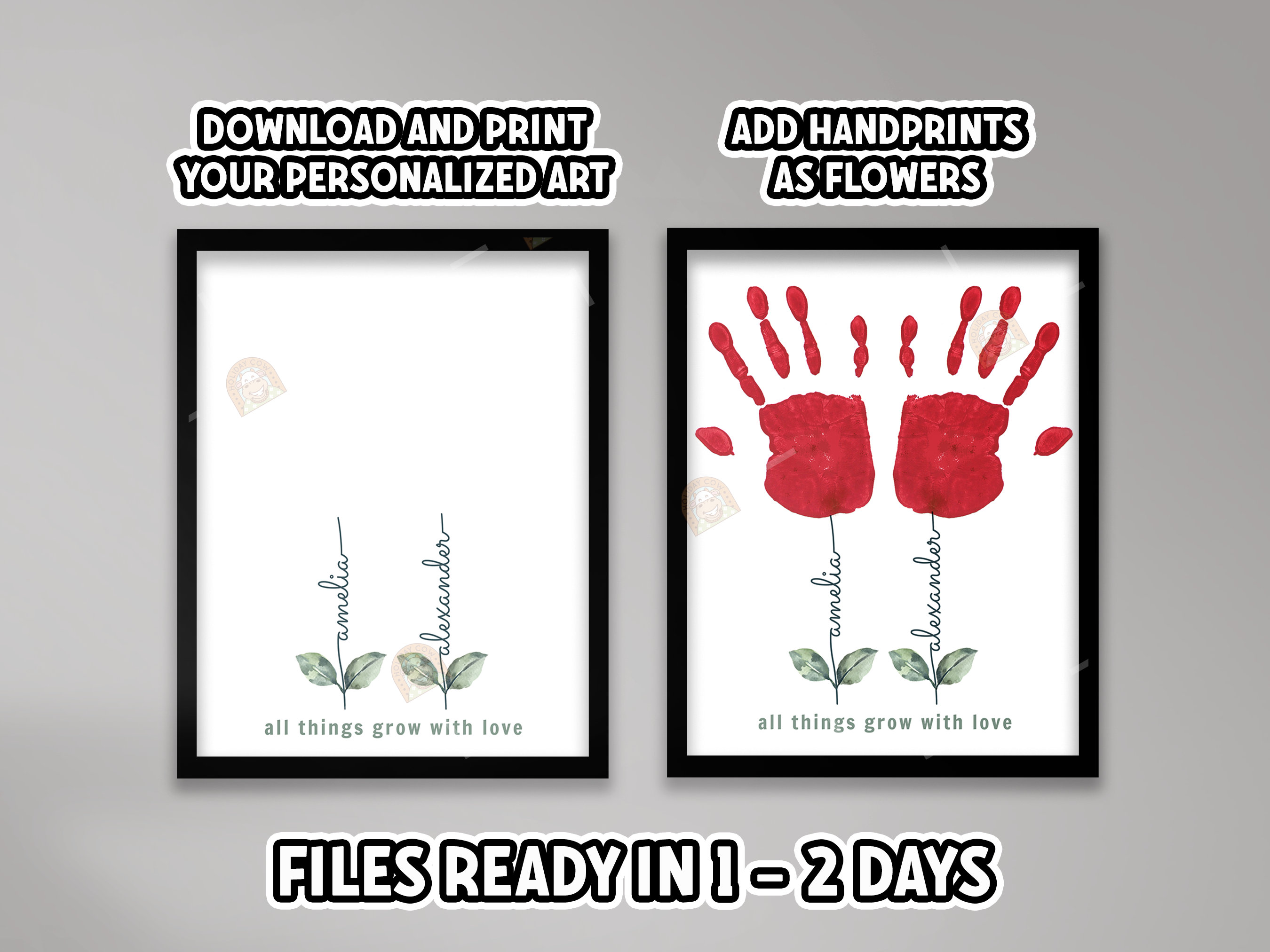 Personalized Mom Handprint Art DIY Gift From Kids, Printable Mother Day ...