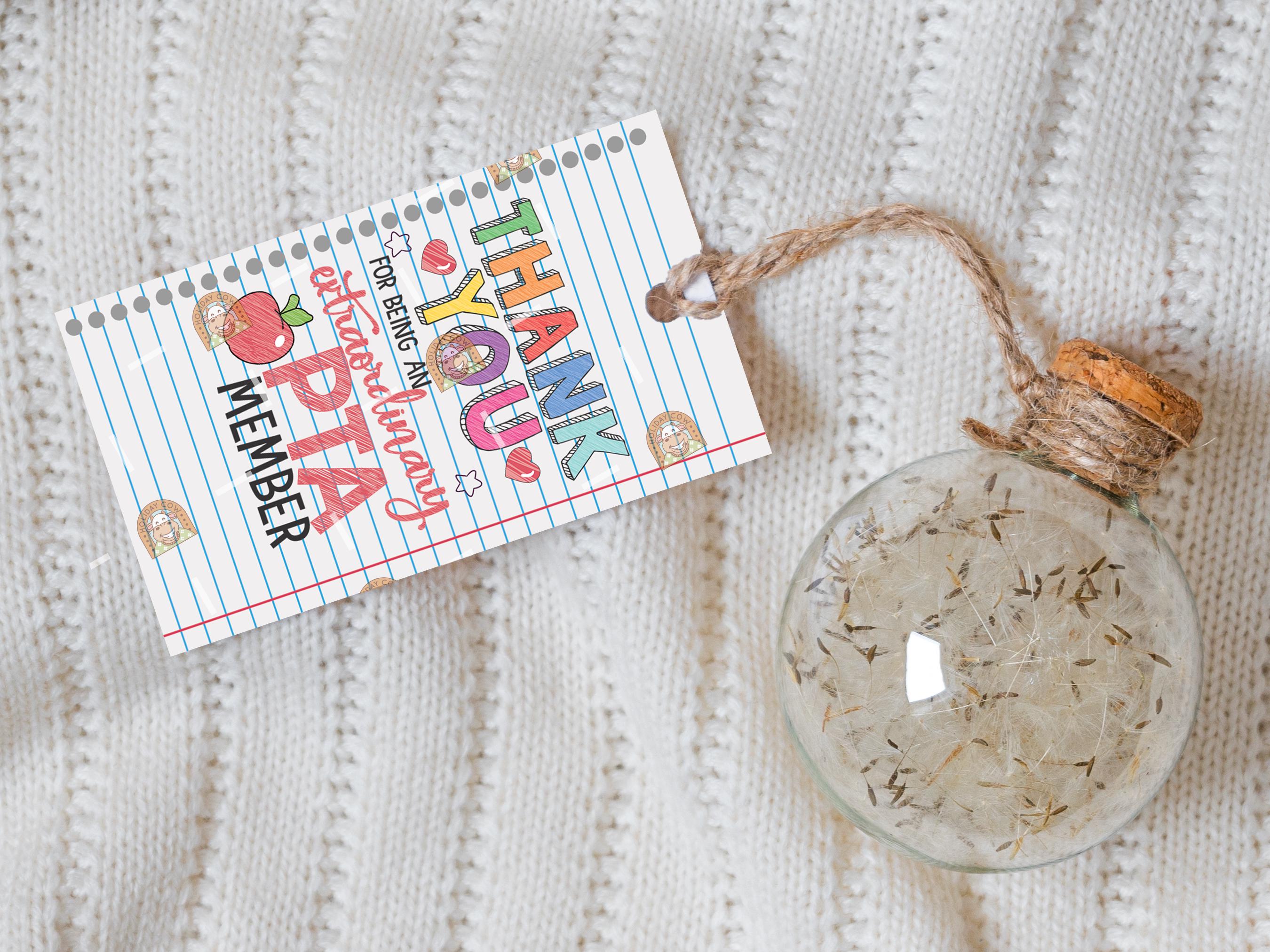 PTA Members Gift Tag, Printable School Parent Teacher Association Tags ...