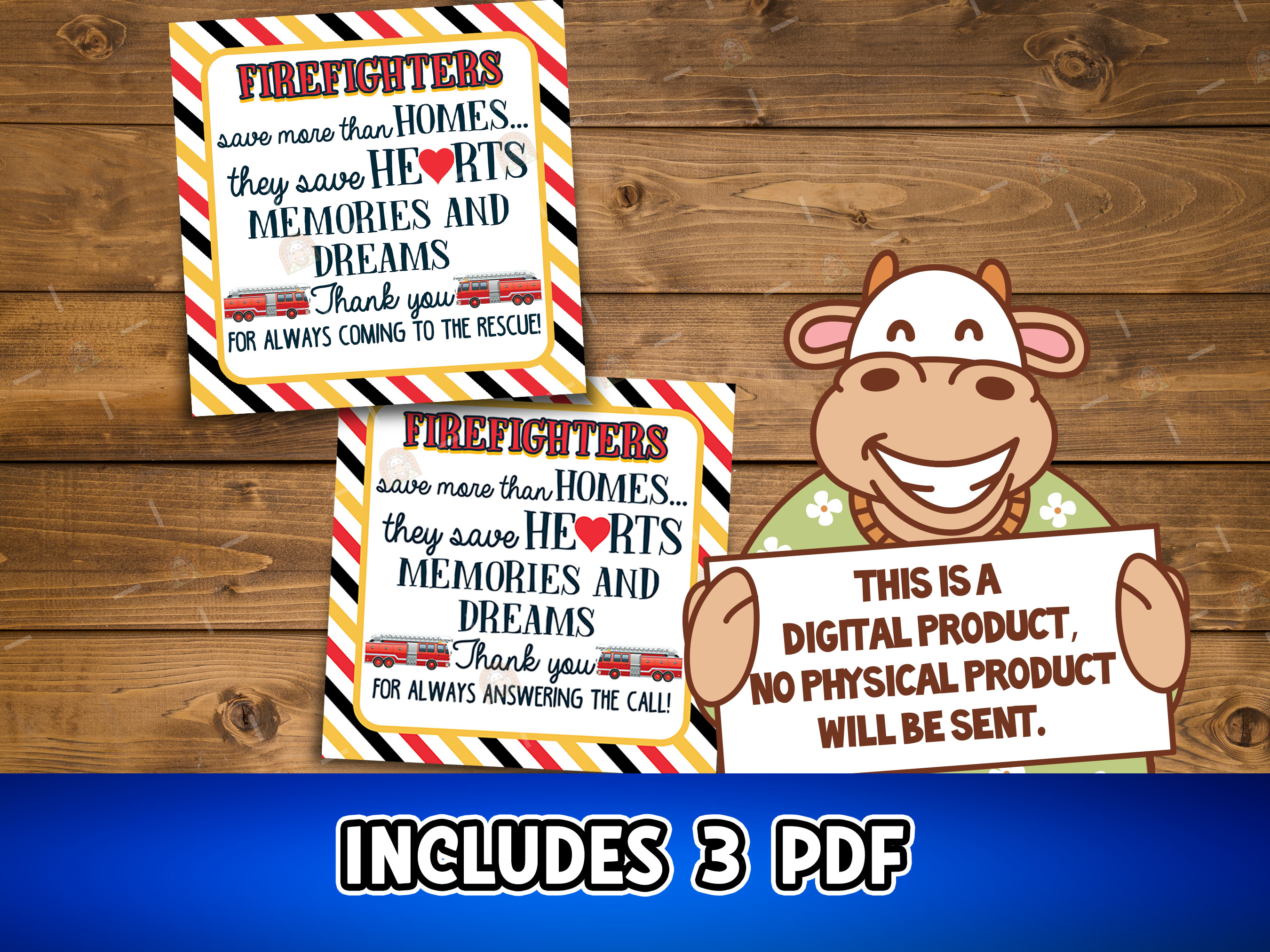 Firefighter Tags Printable, Firefighter Appreciation Tags, Firefighter ...