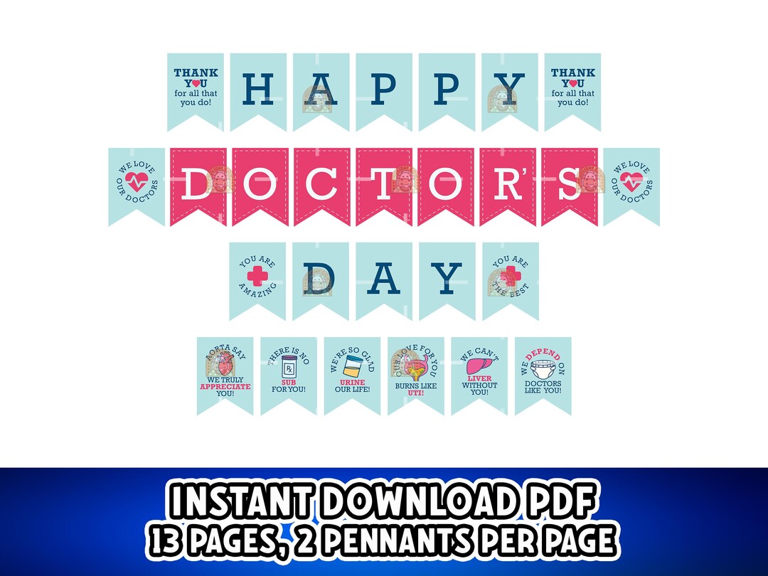 Doctor's Day Banner Printable, Happy Doctors Day Banner, National ...