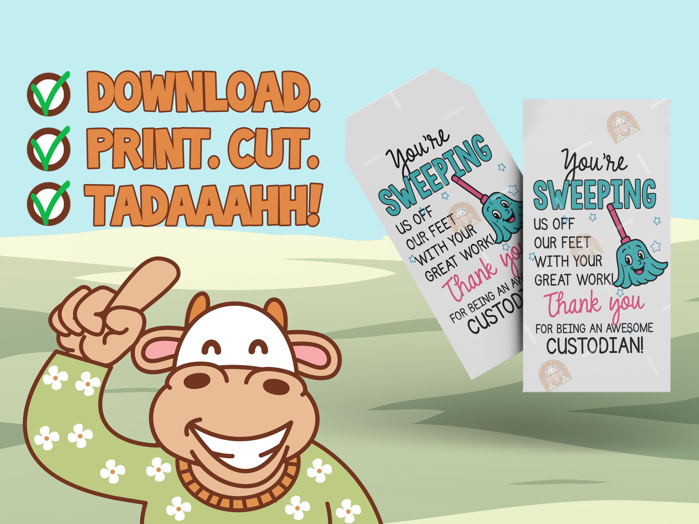 Custodian Gift Tag Printable, School Custodian Day Gift Tag for ...