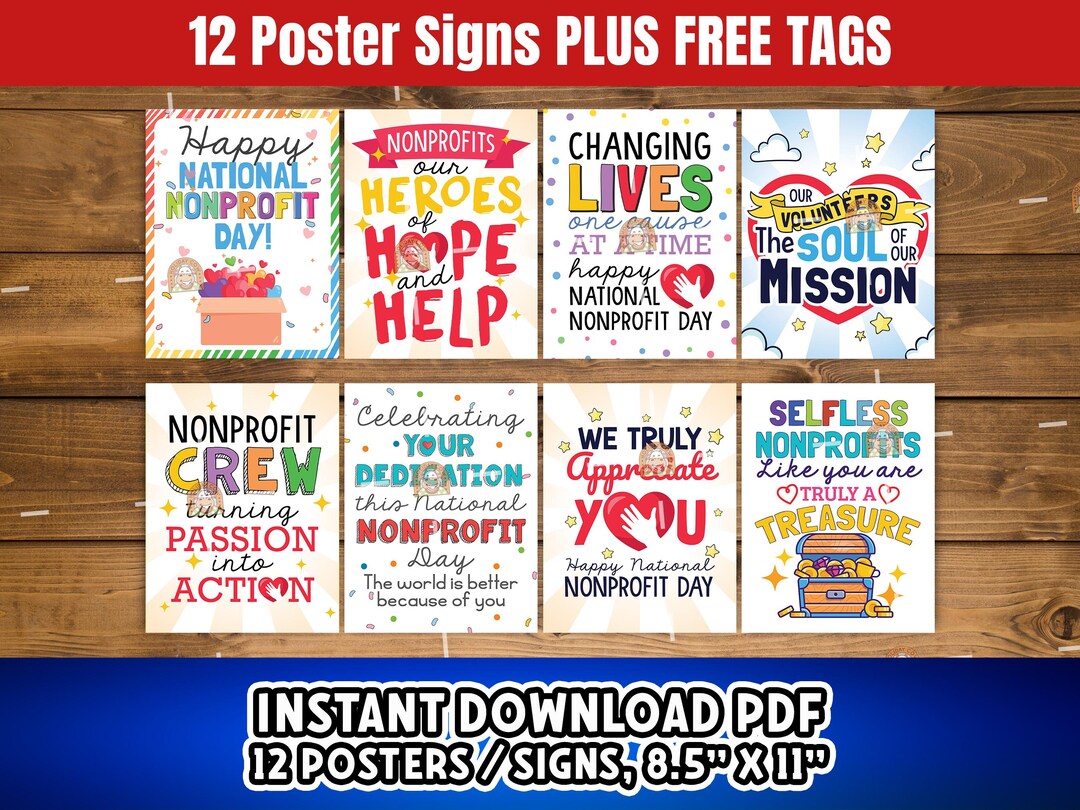 National Nonprofit Day Signs Printable Bundle, Happy Nonprofit Day ...