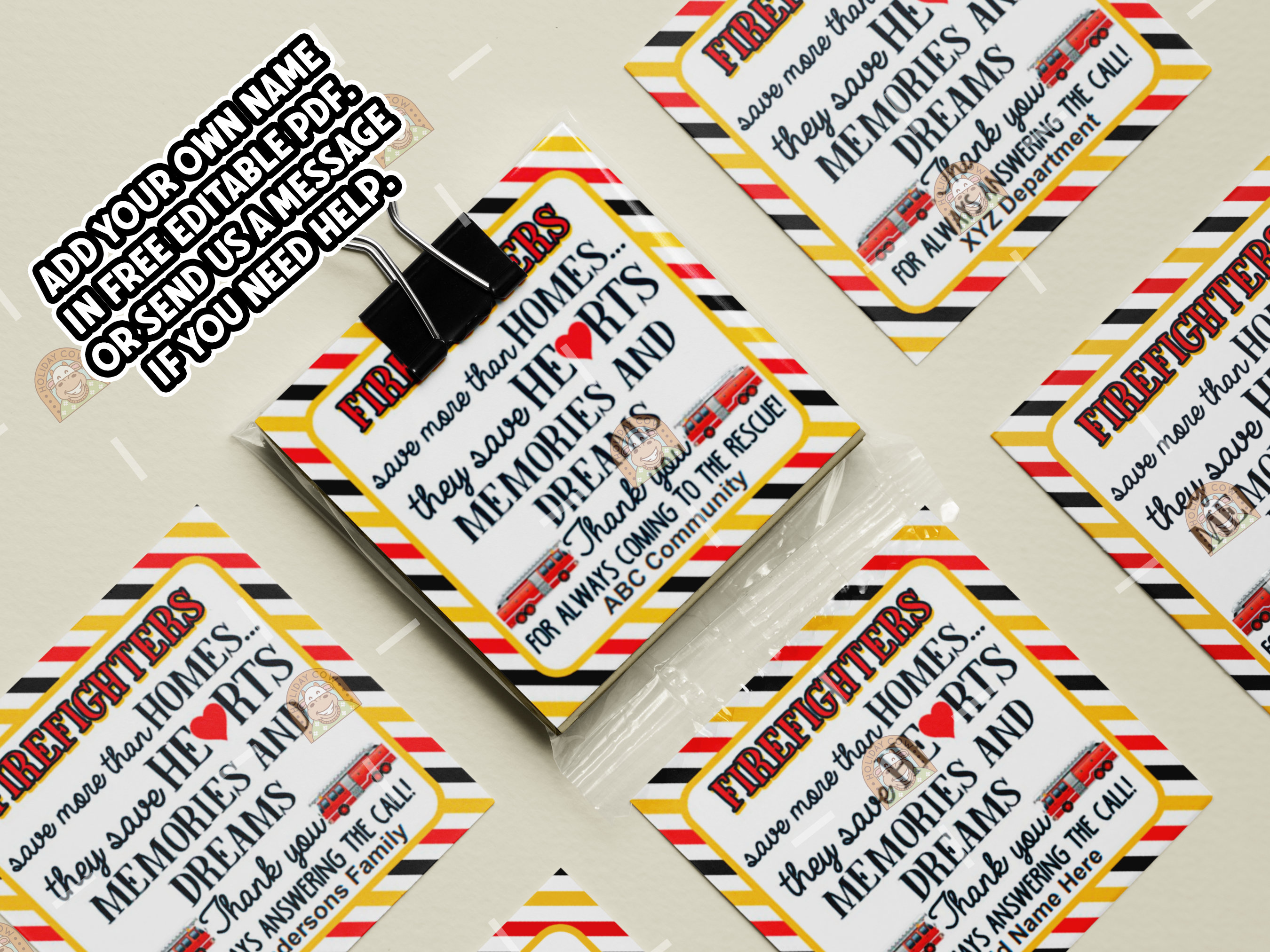 Firefighter Tags Printable, Firefighter Appreciation Tags, Firefighter ...