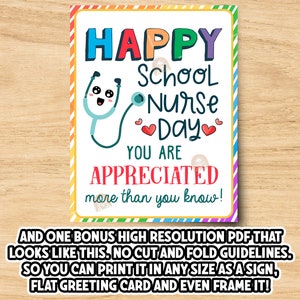 Happy School Nurse Day Card, Printable School Nurse Card, Nurse ...