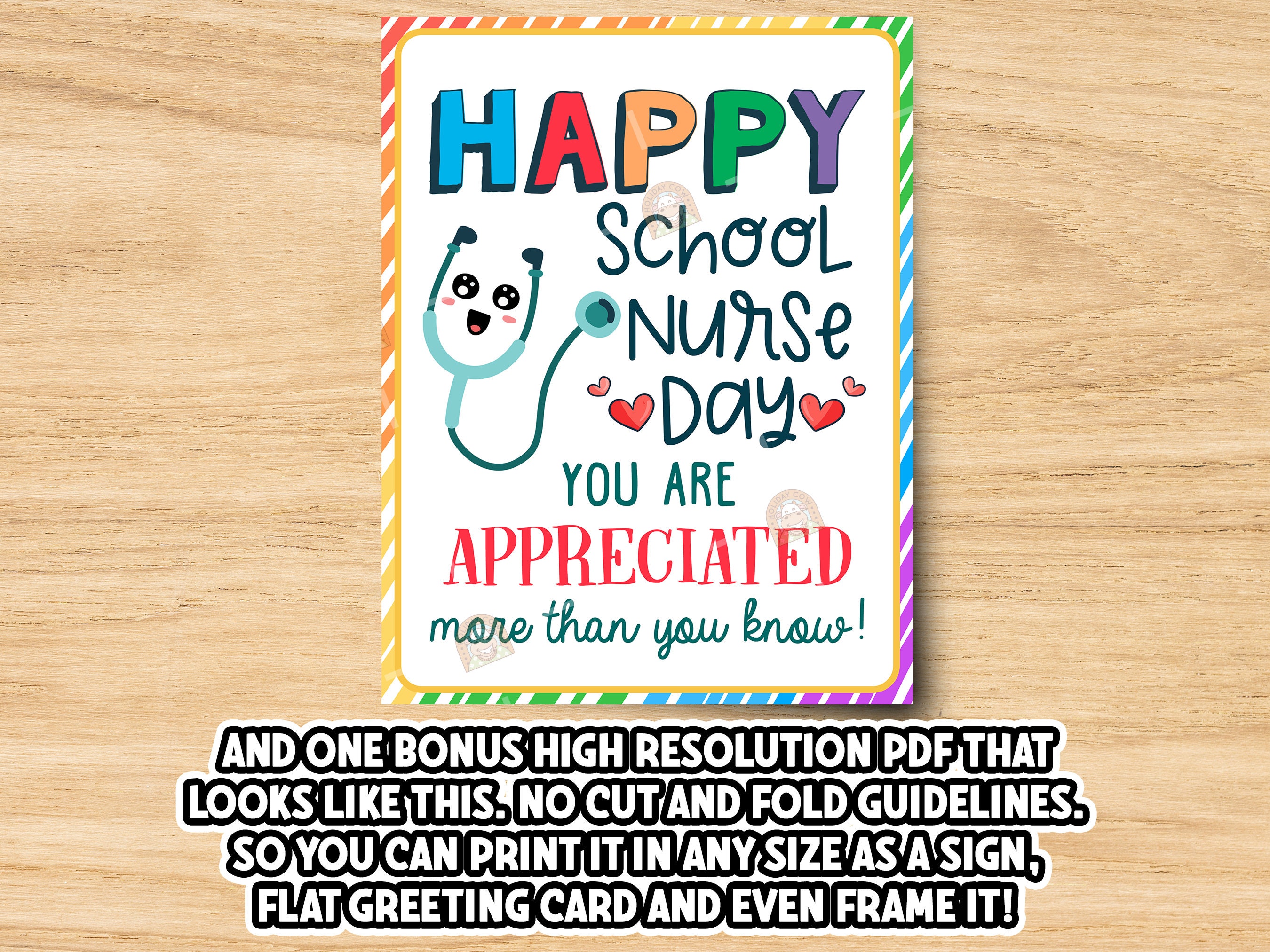 Happy School Nurse Day Card, Printable School Nurse Card, Nurse ...