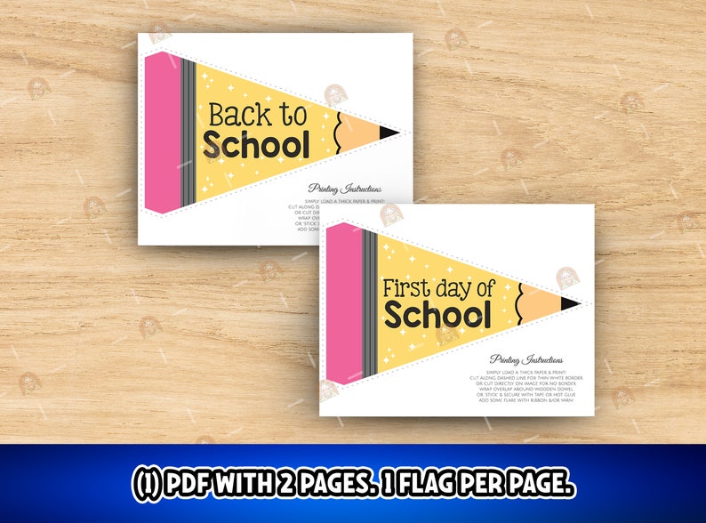 Printable First Day of School Pennant Flags, Back to School Flag ...