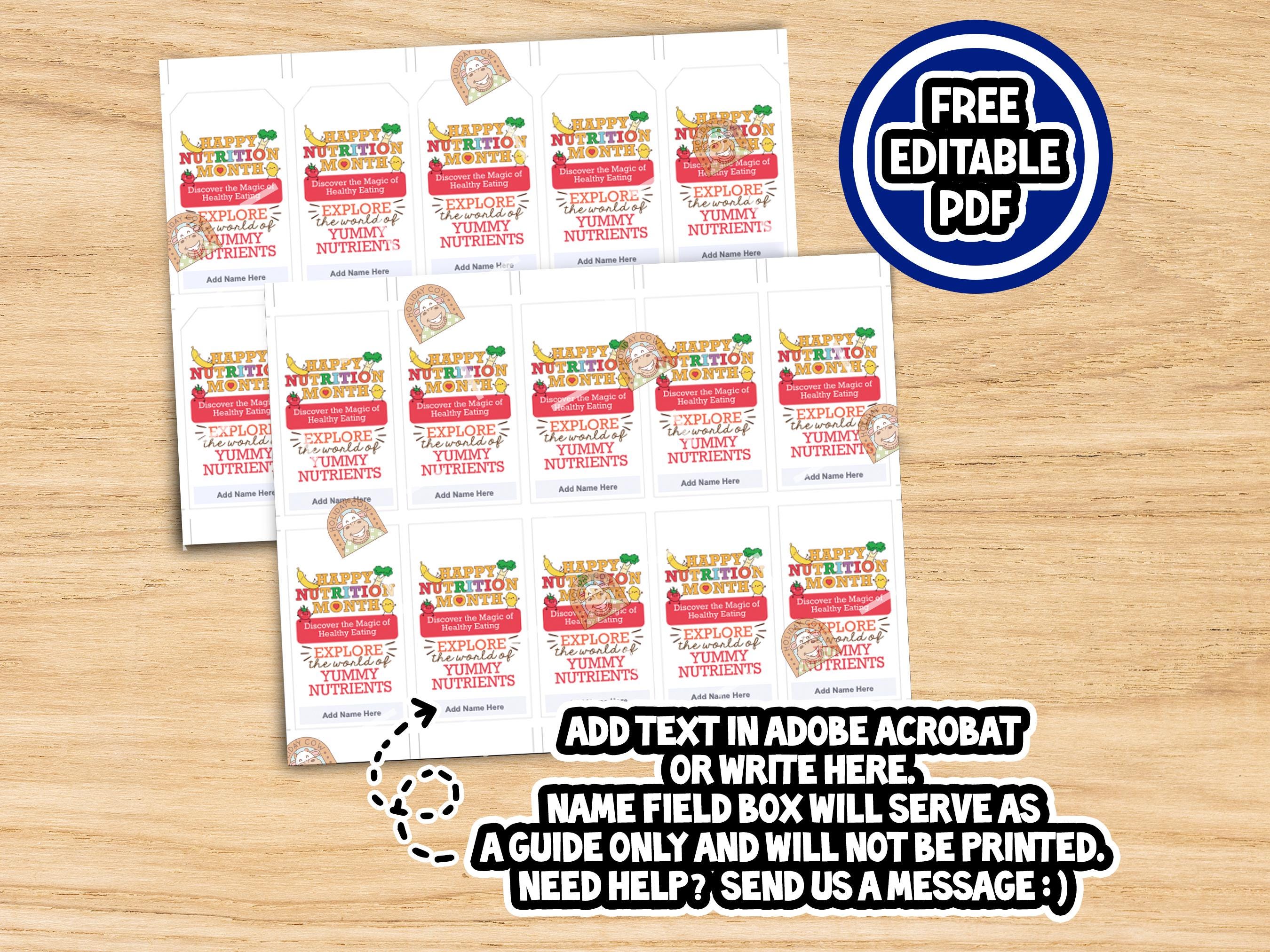 Printable Nutrition Month Gift Tag, School Nutrition Month Tag ...