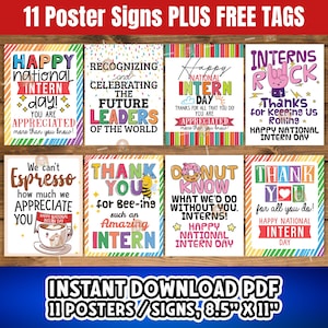 Intern Signs Bundle, Printable Happy Intern Day Poster, Intern Thank ...