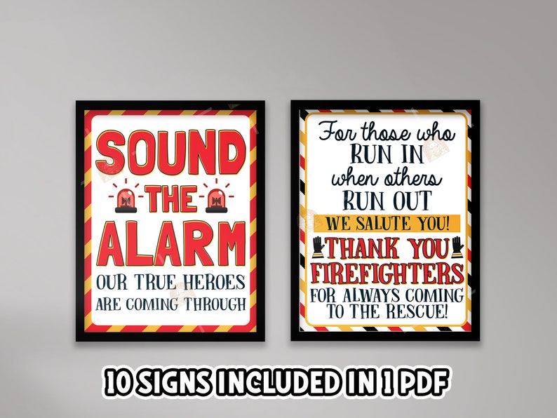 Firefighters Signs Set of 10, Printable Firefighters Poster ...