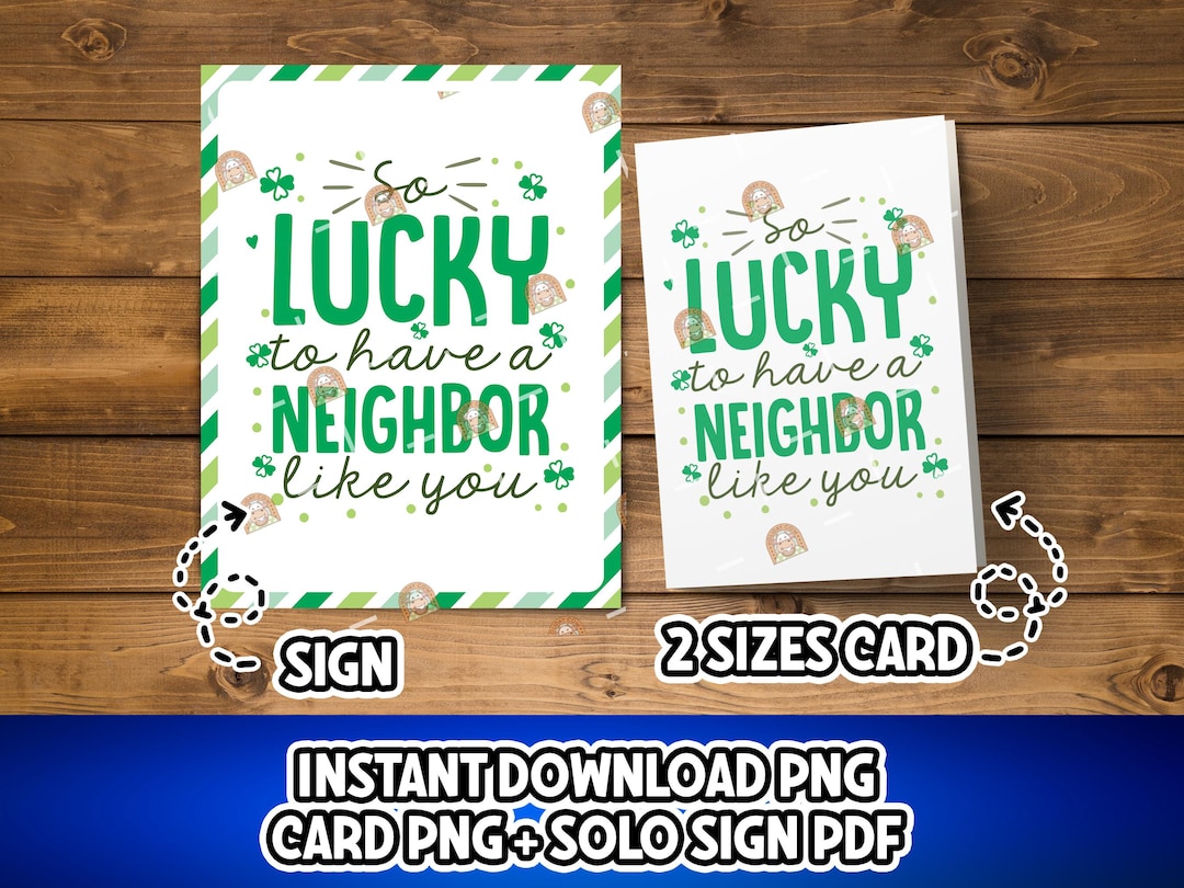 St. Patrick's Day Neighbors Card Printable, Thank You Neighbors St ...