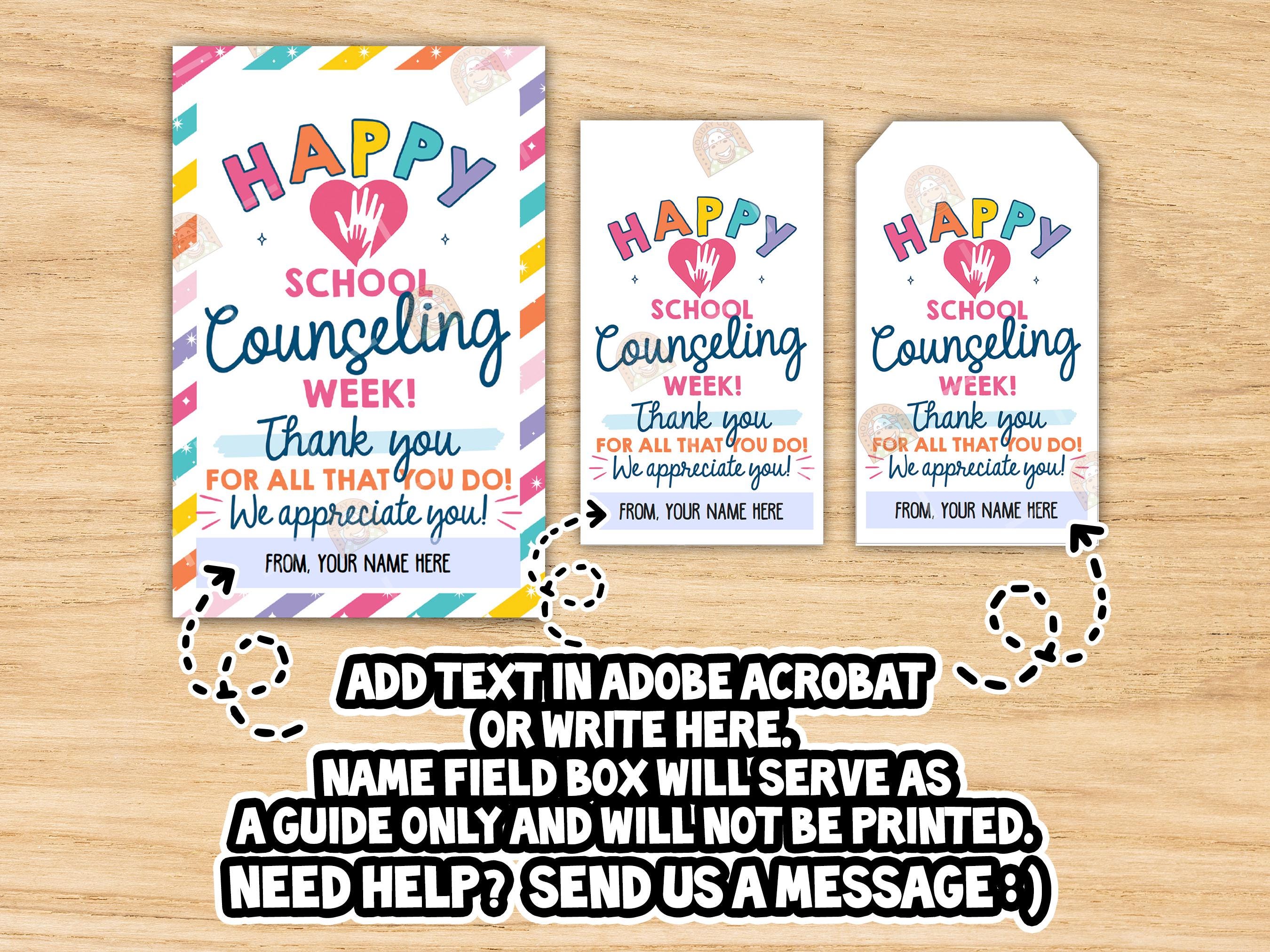 School Counseling Week Tag, Printable School Counselor Appreciation ...