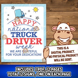Truck Driver Appreciation Week Signs Printable, Truck Driver ...