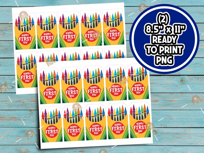 Happy First Day of School Crayon Gift Tags, Back to School Student Gift ...