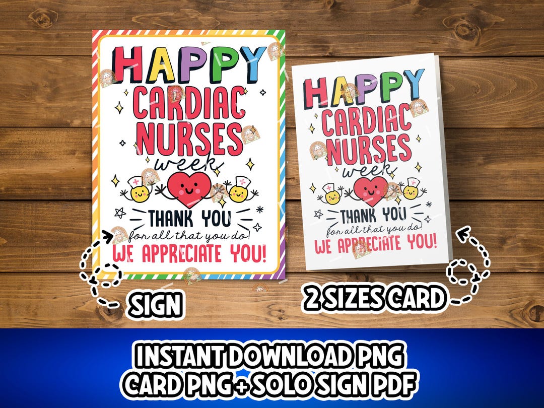 Cardiac Nurses Week Sign Printable, Thank You Cardiac Nurse Gift, Heart ...