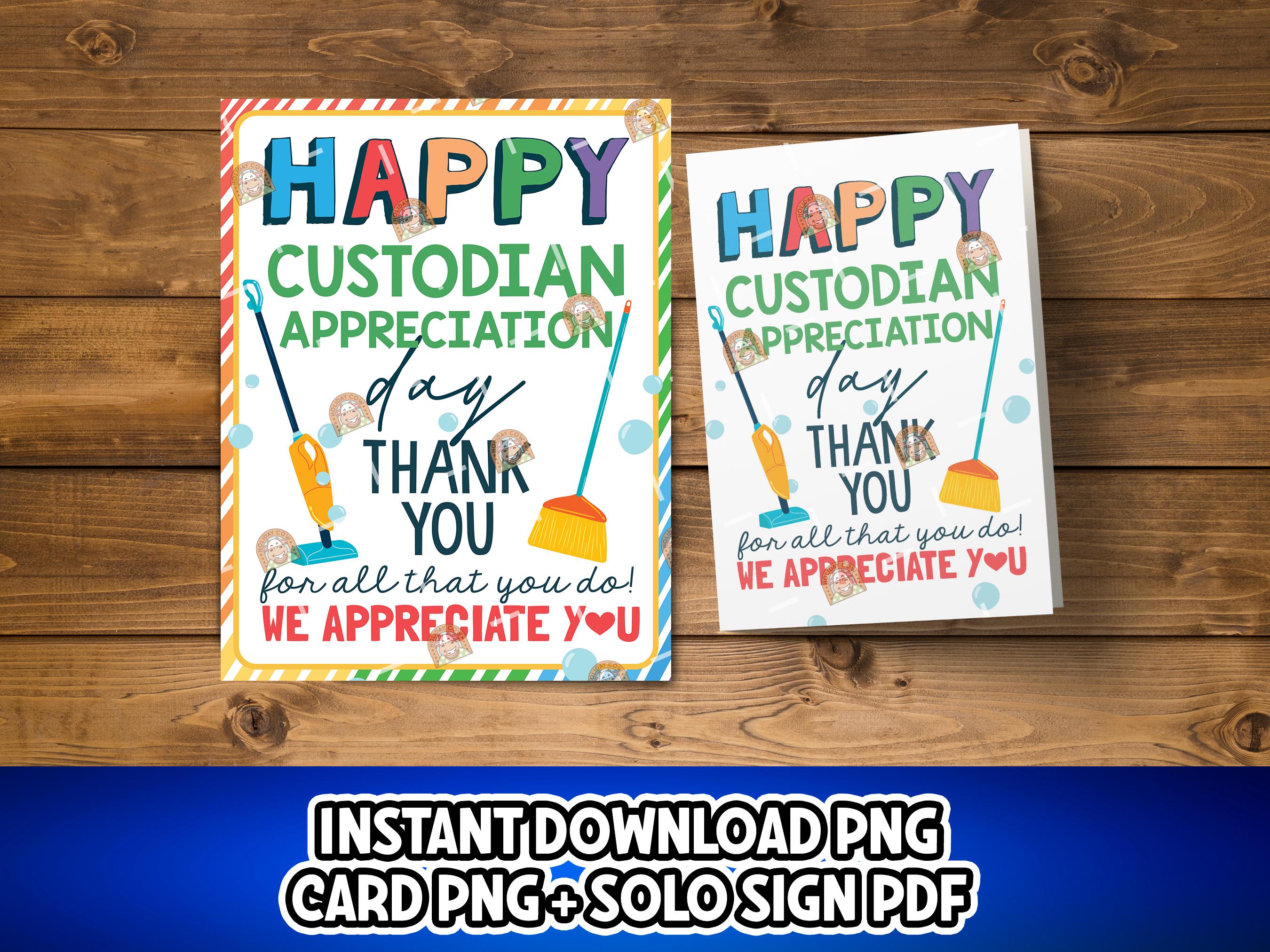 Custodian Day Card Printable, Custodian Appreciation Gift, Thank You ...