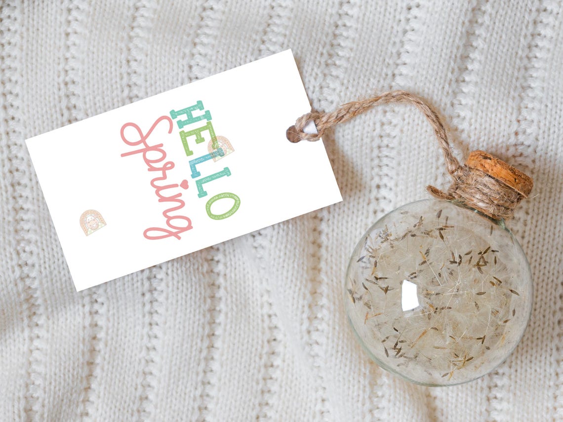 Spring Cookie Tag Printable, Hello Spring Tag, Cute Hello Spring Favor ...
