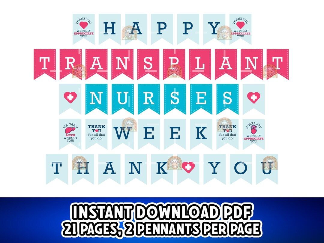 Transplant Nurses Week Banner Printable, Transplant Nurse Appreciation ...