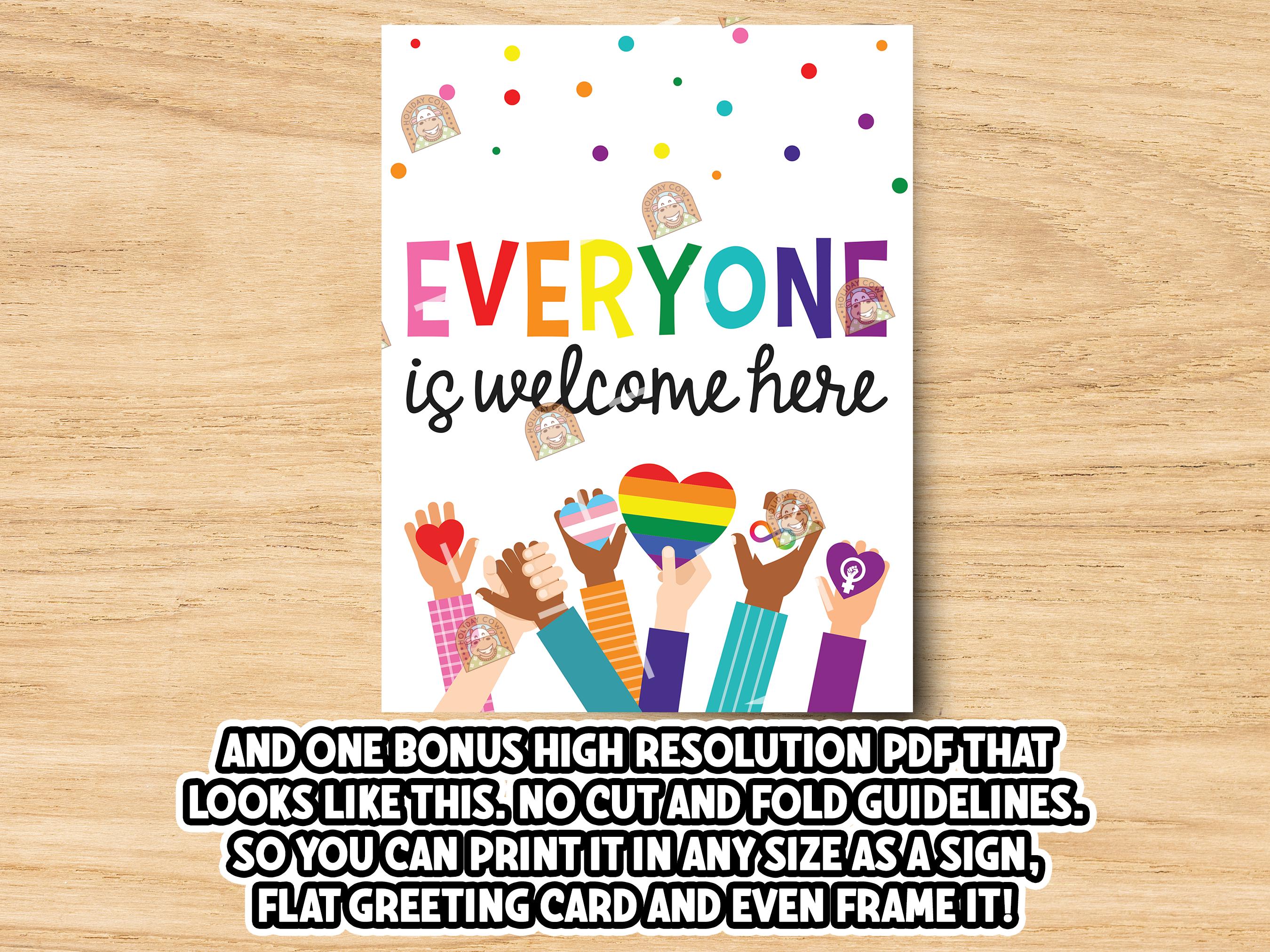 Everyone is Welcome Here Sign, Printable Inclusive Classroom Décor, No ...