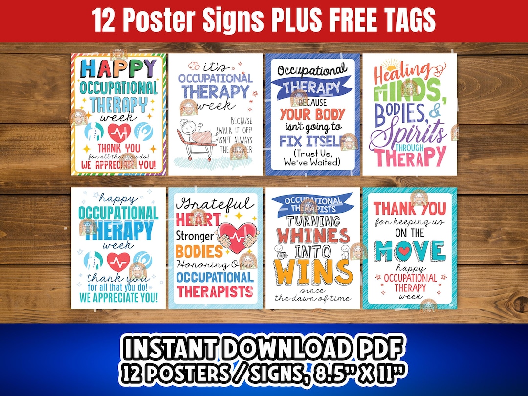 Occupational Therapy Week Signs Printable, Occupational Therapists Gift ...