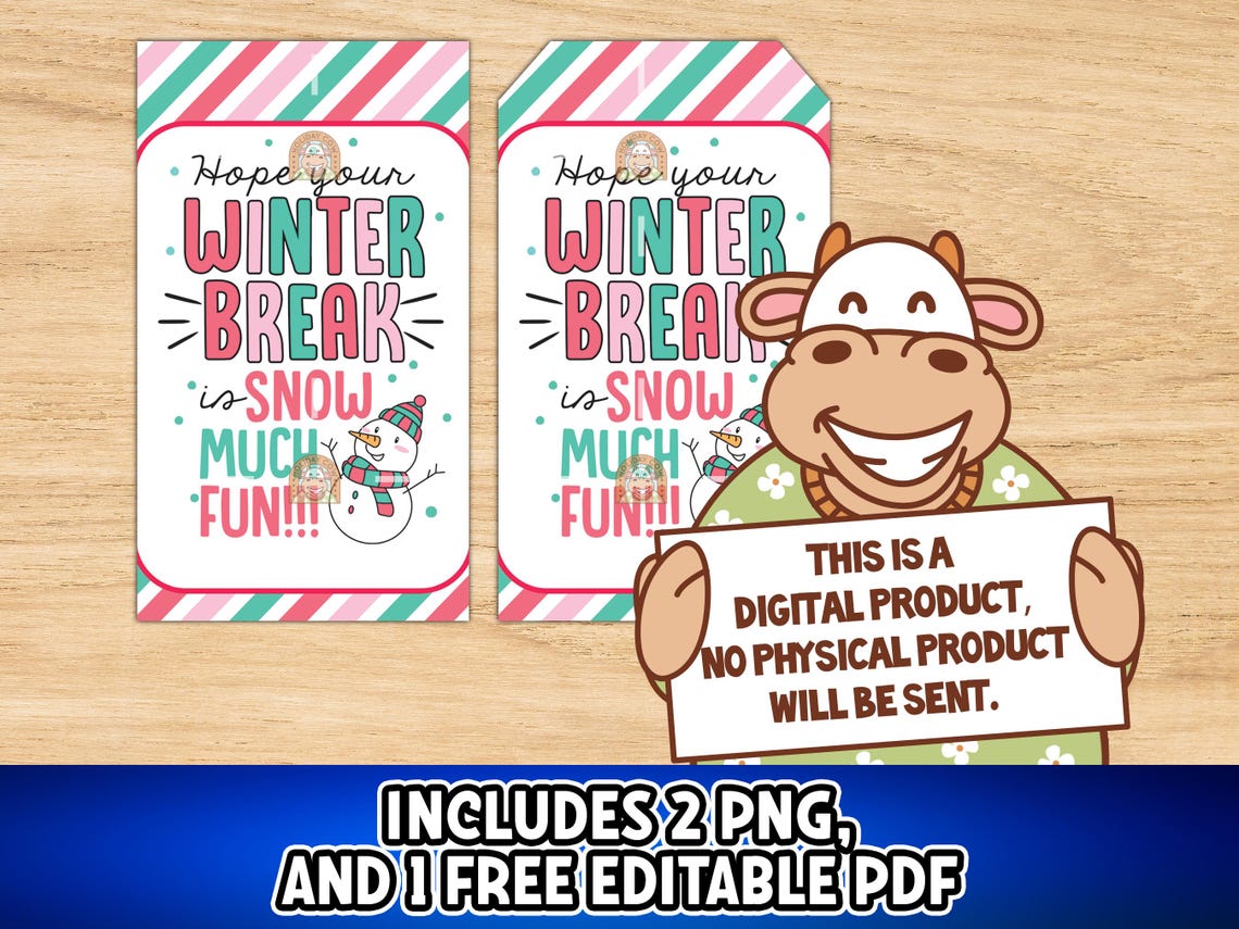 Hope Your Winter Break is Snow Much Fun Printable Tag, Winter Break Tag ...