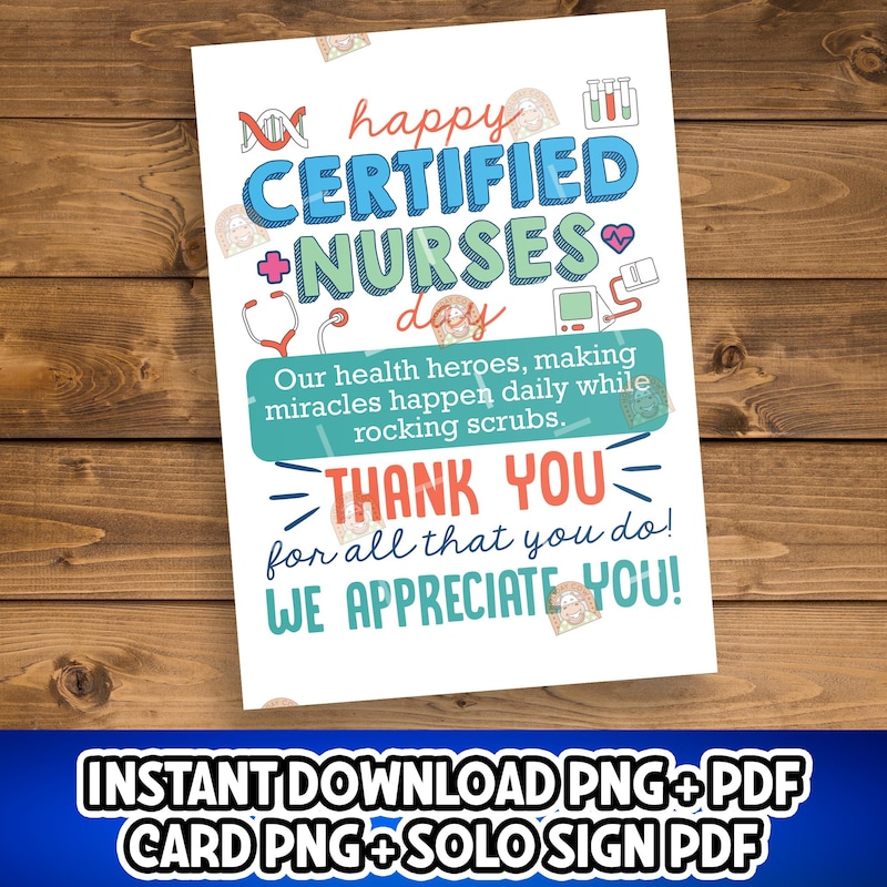 Printable Certified Nurses Day Cards - Etsy