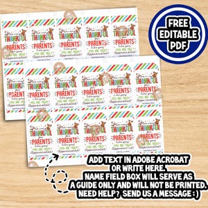 Parents Christmas Favor Tags, Printable Holiday Thank You PTO PTA Gift ...