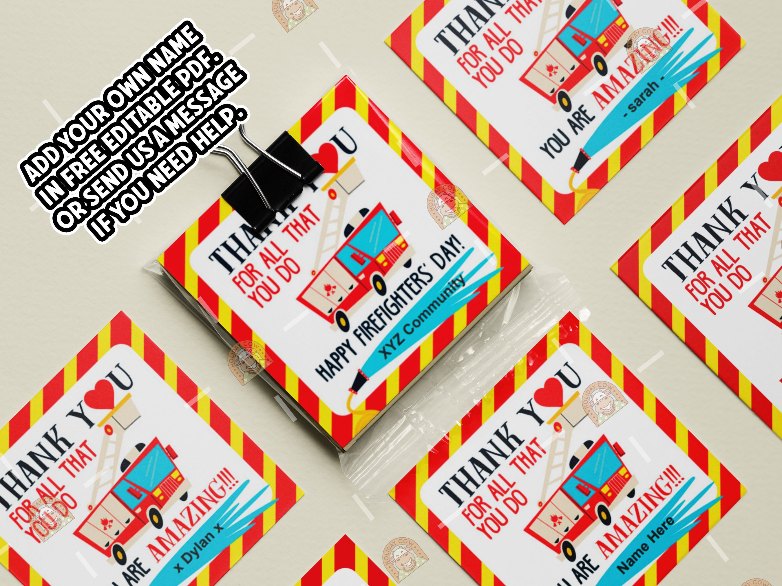 Firefighter Day Gift Tags Printable, Firefighter Appreciation Tags ...