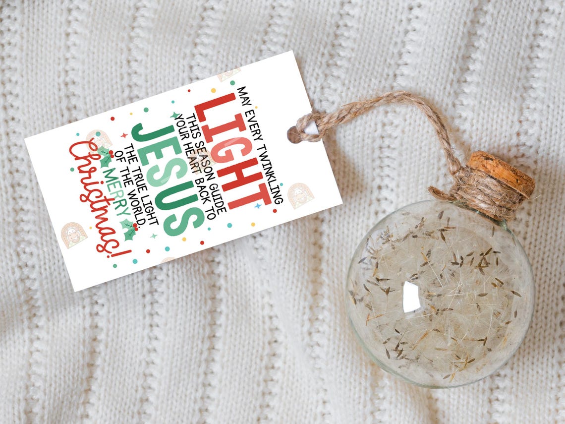 Religious Christmas Gift Tag Printable, Jesus is the Light of the World ...