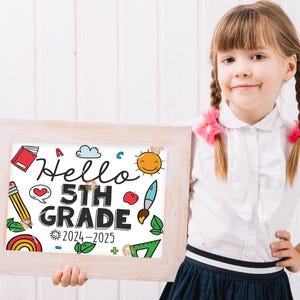 First Day of 5th Grade Sign, First Day of School Sign Printable, Back ...
