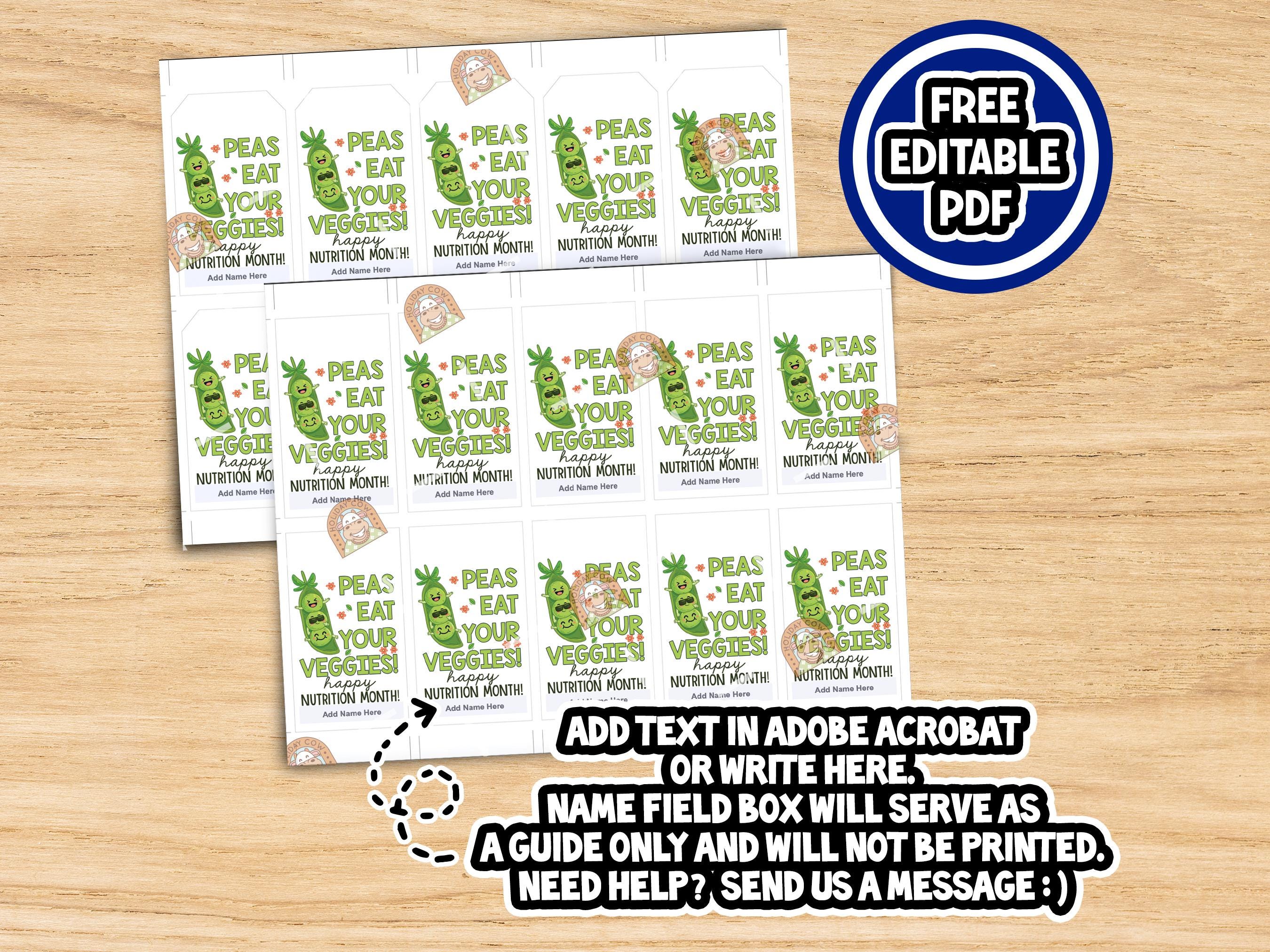 Printable Nutrition Month Gift Tag, School Nutrition Month Tag ...